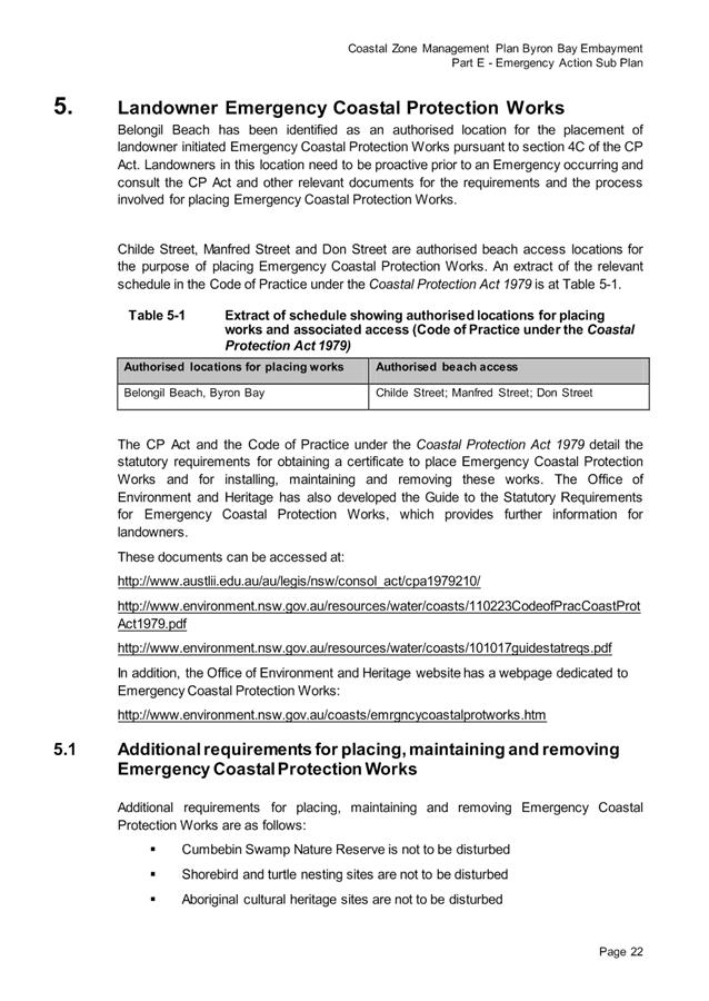 DRAFT CZMP BBE - Part E Draft Emergency Action Sub Plan